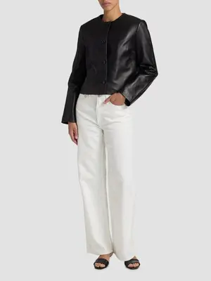 Loulou De Saison Raho Leather Crop Jacket - Black