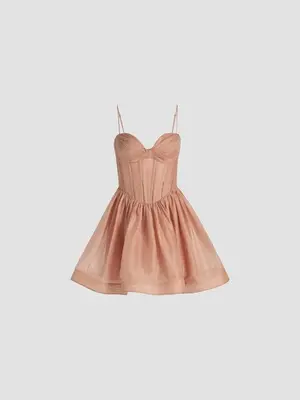 Zimmermann Luna Corset Linen-silk Fit-&-flare Minidress