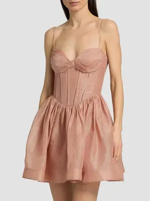 Zimmermann Luna Corset Linen-silk Fit-&-flare Minidress