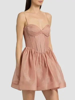 Zimmermann Luna Corset Linen-silk Fit-&-flare Minidress