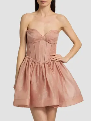 Zimmermann Luna Corset Linen-silk Fit-&-flare Minidress