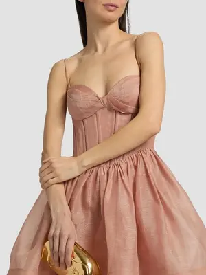 Zimmermann Luna Corset Linen-silk Fit-&-flare Minidress