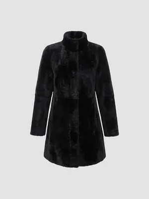 Gorski Merino Lamb Stroller Coat - Black