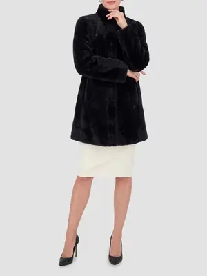 Gorski Merino Lamb Stroller Coat - Black