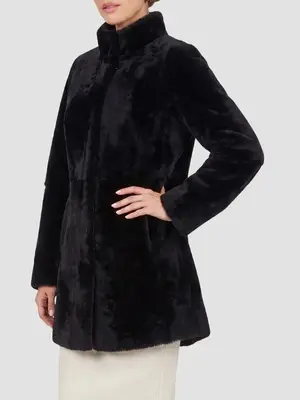 Gorski Merino Lamb Stroller Coat - Black