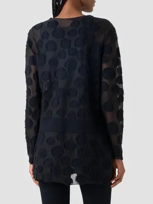 Akris Polka Dot Intarsia-knit Tulle Cardigan