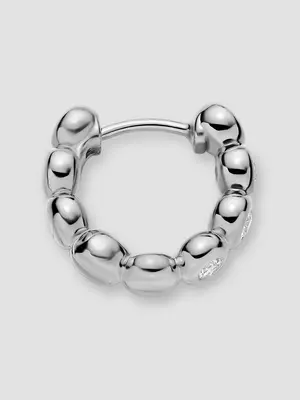 David Yurman Bezel Set Hoop Earrings In Sterling Silver With Diamonds, 13.4mm