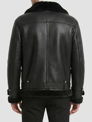 Gorski Shearling Moto Zip Jacket