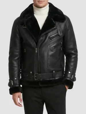 Gorski Shearling Moto Zip Jacket