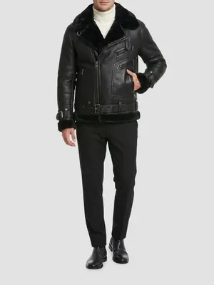 Gorski Shearling Moto Zip Jacket