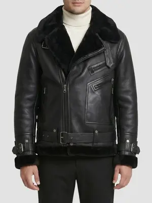Gorski Shearling Moto Zip Jacket