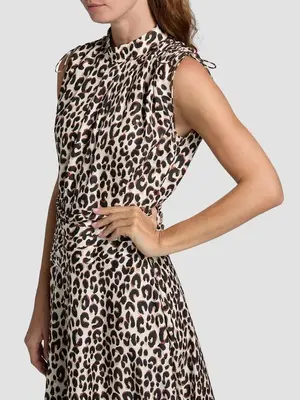 3.1 Phillip Lim Leopard-print Silk-blend Ruched Midi-dress - Chalk Multi