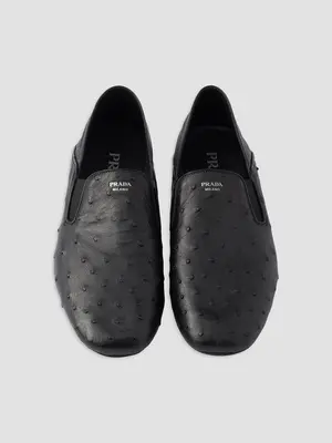 Prada Ostrich Leather Loafers