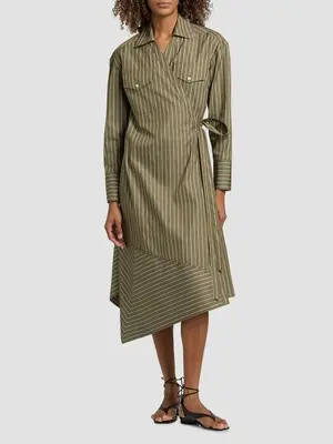 3.1 Phillip Lim Asymmetric Striped Poplin Wrap Shirtdress