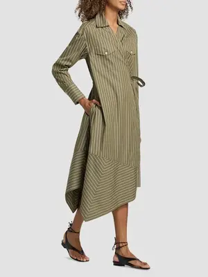 3.1 Phillip Lim Asymmetric Striped Poplin Wrap Shirtdress