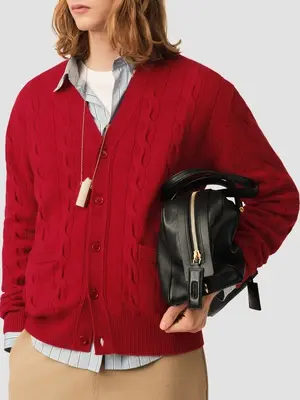 AMI Paris Cable-knit Wool Cardigan