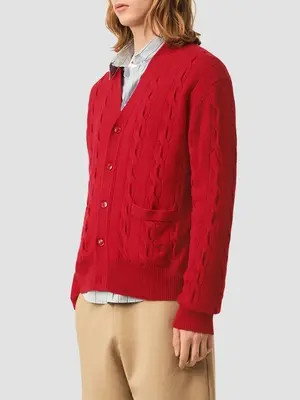 AMI Paris Cable-knit Wool Cardigan