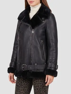 Gorski Select Shearling Lamb Moto Zip Jacket