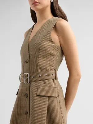 3.1 Phillip Lim Houndstooth Tweed Belted Knee-length Dress