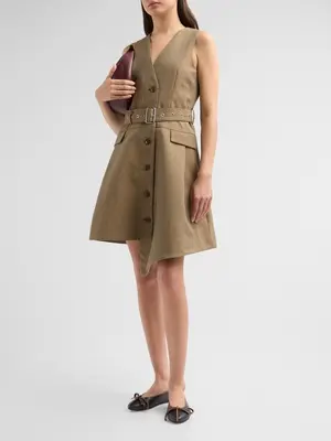 3.1 Phillip Lim Houndstooth Tweed Belted Knee-length Dress