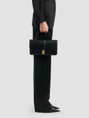 Khaite Blake Leather Top Handle Bag - Black