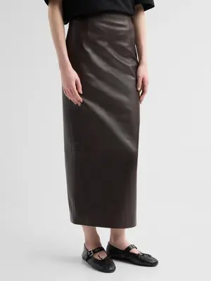 Loulou De Saison Inga Leather Maxi Skirt - Coffee