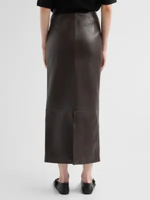 Loulou De Saison Inga Leather Maxi Skirt - Coffee