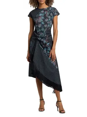 3.1 Phillip Lim Desert Flower Twist Multi-print Midi-dress
