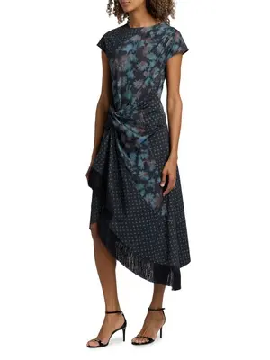 3.1 Phillip Lim Desert Flower Twist Multi-print Midi-dress