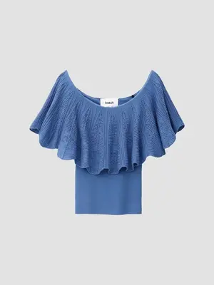 Ba&sh Salda Ruffled Jacquard Knit Top