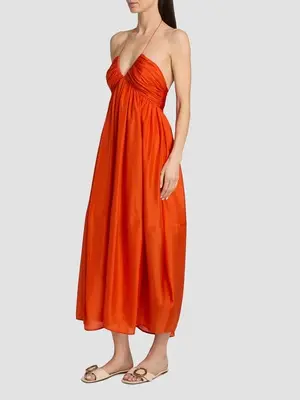 Zimmermann Mahon Silk Halter Maxi Dress - Tangerine