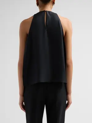 Loulou De Saison Cami Silk Sleeveless Cape Top - Black