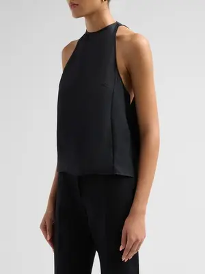 Loulou De Saison Cami Silk Sleeveless Cape Top - Black