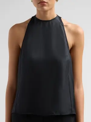 Loulou De Saison Cami Silk Sleeveless Cape Top - Black