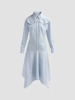 3.1 Phillip Lim Striped Cotton Poplin Handkerchief Midi Shirtdress - Sky Blue Multi