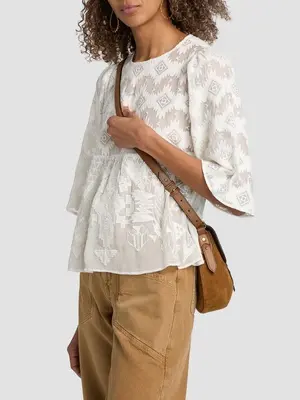 Ba&sh Apollon Embroidered Babydoll Top