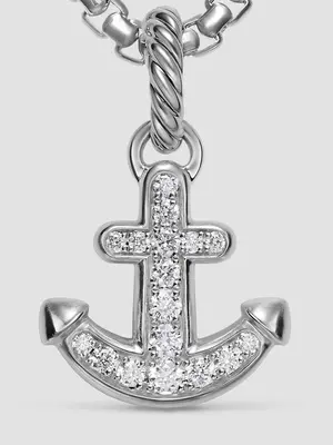 David Yurman Anchor Amulet In Sterling Silver With Diamonds, 14.2mm