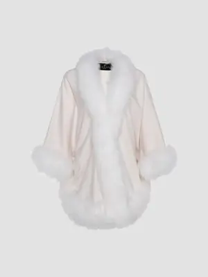Gorski Select Cashmere Capelet With Merinillo Shearling Lamb Trim Ivory