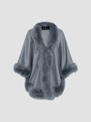 Gorski Select Cashmere Capelet With Merinillo Shearling Lamb Trim - Light Grey