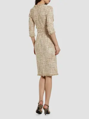 Mac Duggal Beaded-trim Tweed Midi-dress