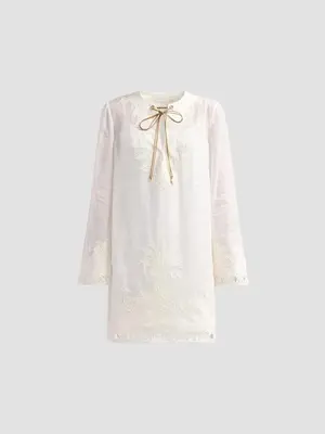 Zimmermann Indra Embroidered Tunic Mini Dress - Ivory
