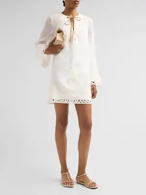 Zimmermann Indra Embroidered Tunic Mini Dress