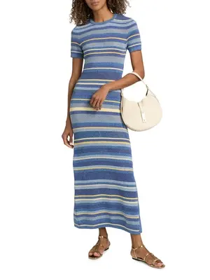 Ba&sh Tonnie Striped Cotton Maxi Dress