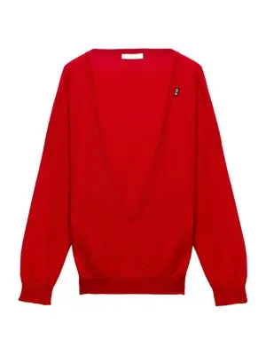 Prada Cashmere V-neck Sweater - Red