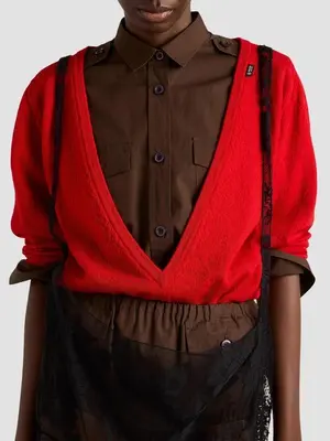 Prada Cashmere V-neck Sweater - Red