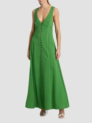 Rosie Assoulin Row, Row, Row Your Buttons Crepe Maxi Dress