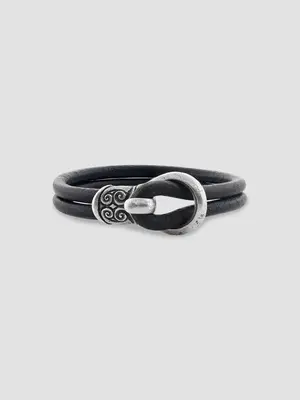 John Varvatos Artisan Sterling & Leather Double-strand Bracelet - Silver
