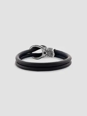 John Varvatos Artisan Sterling & Leather Double-strand Bracelet