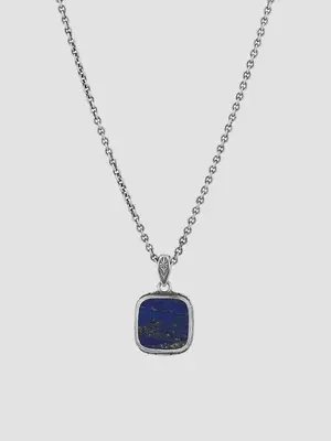 John Varvatos Artisan Sterling & Lapis Dog Tag Pendant Necklace - Silver