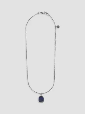 John Varvatos Artisan Sterling & Lapis Dog Tag Pendant Necklace